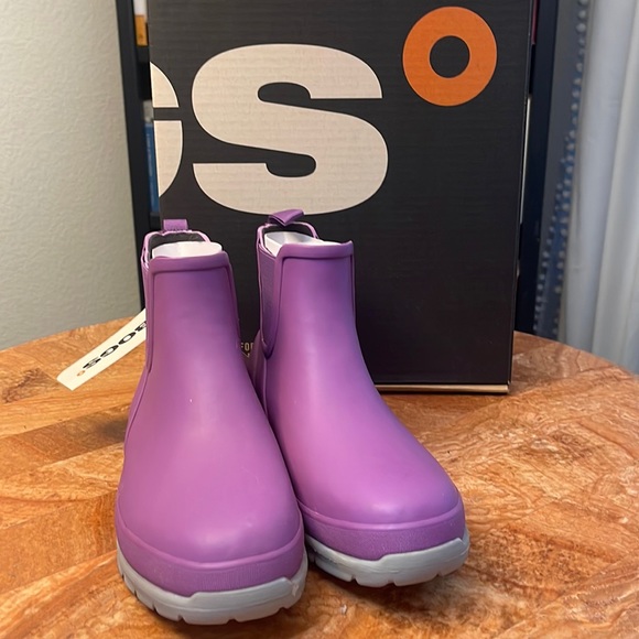 Bogs | Shoes | Nib Bogs Sunglow Slipon Amelia Rain Boot Violet | Poshmark